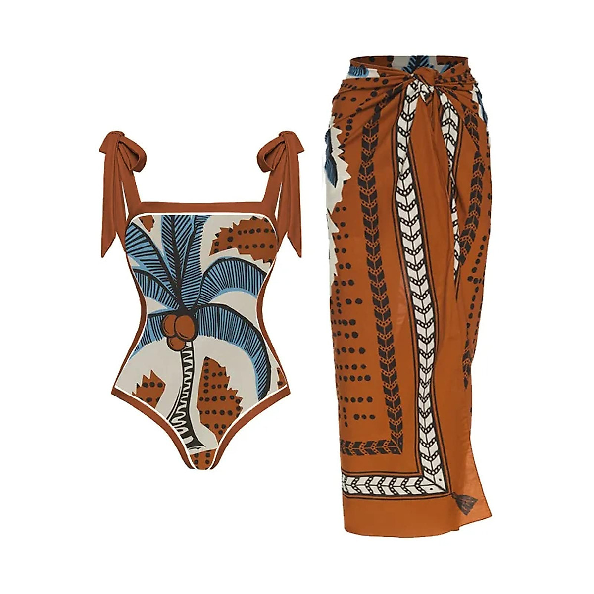 Bathing Suits for Women 2 Piece 2023 Beach Vintage Bathing Suits Cover-Ups Swimwear Tummy Control Monokini Swimsuits