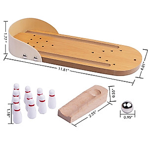 Table Top Mini Bowling Game Set-Tabletop Wooden Board Mini Arcade Desktop Tiny Bowling Shooting Alley Office Desk Stress Relief Gadgets Small Finger Toys Fun Gag Gifts for MenWomen Kids Teens Boys