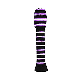 Scott Edward Knit Hybrid Golf Club Covers Fits Hybrids/UT Classical Fine Stripes with Long Neck Funny and Fresh Colors (Black Purple Fine Stripes)