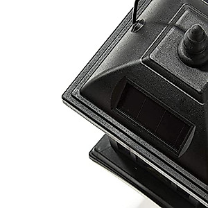 Outdoor Hanging Solar Lantern - 11 Inch Black Lantern with Solar Powered LED Candle, Waterproof, Dusk to Dawn Timer, Classic Mission Style, Fall Decor for Mantle or Patio