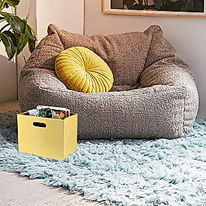 HofferRuffer Magazine Basket Holder, Foldable Magazine Rack, Document File Holder Organizer, File Folder, Newspaper Storage Bin Organizer for Home or Office, Home or Office (Yellow)