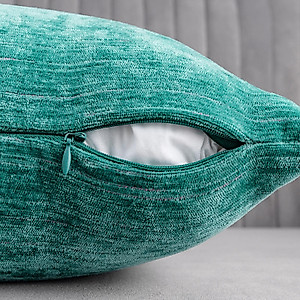 Lipo Thick Chenille Pillow Covers 18x18- Set of 2 Decorative Euro Throw Pillows Cover, Soft Cushion Case, Home Decor Rustic Farmhouse for Couch, Bed, Sofa, Bedroom, Car (Turquoise, 18X18 Inch)