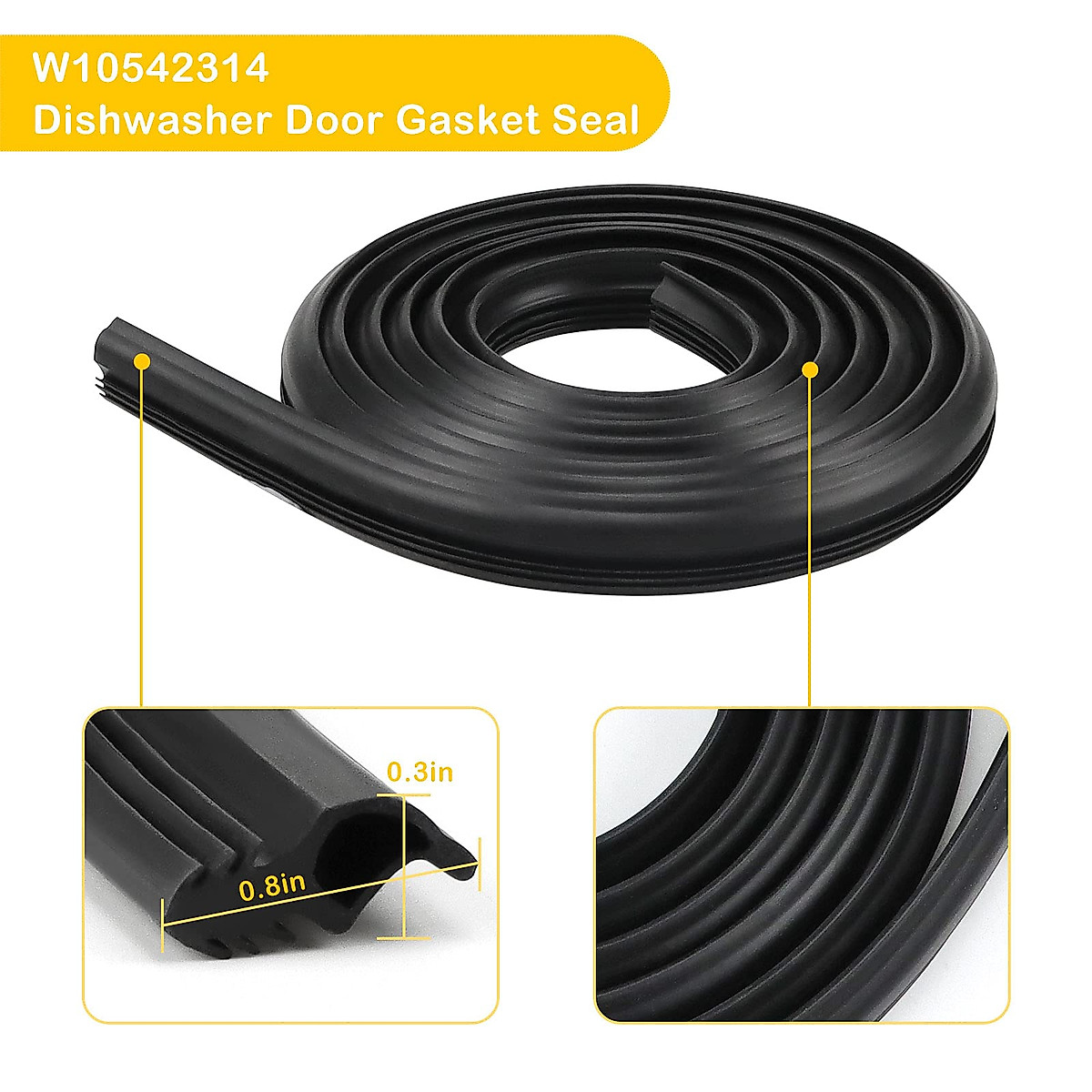 Upgraded W10542314 Dishwasher Door Gasket & Strike Kit, Compatible with Whirlpool Amana Crosley Estate Kenmore- Replaces 2409202 8268888 W10300589 W10284090 W10350162 AP5650274