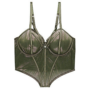 Savage X, Womens, Going Platinum Mesh Bustier, Deep Forest Green, XS