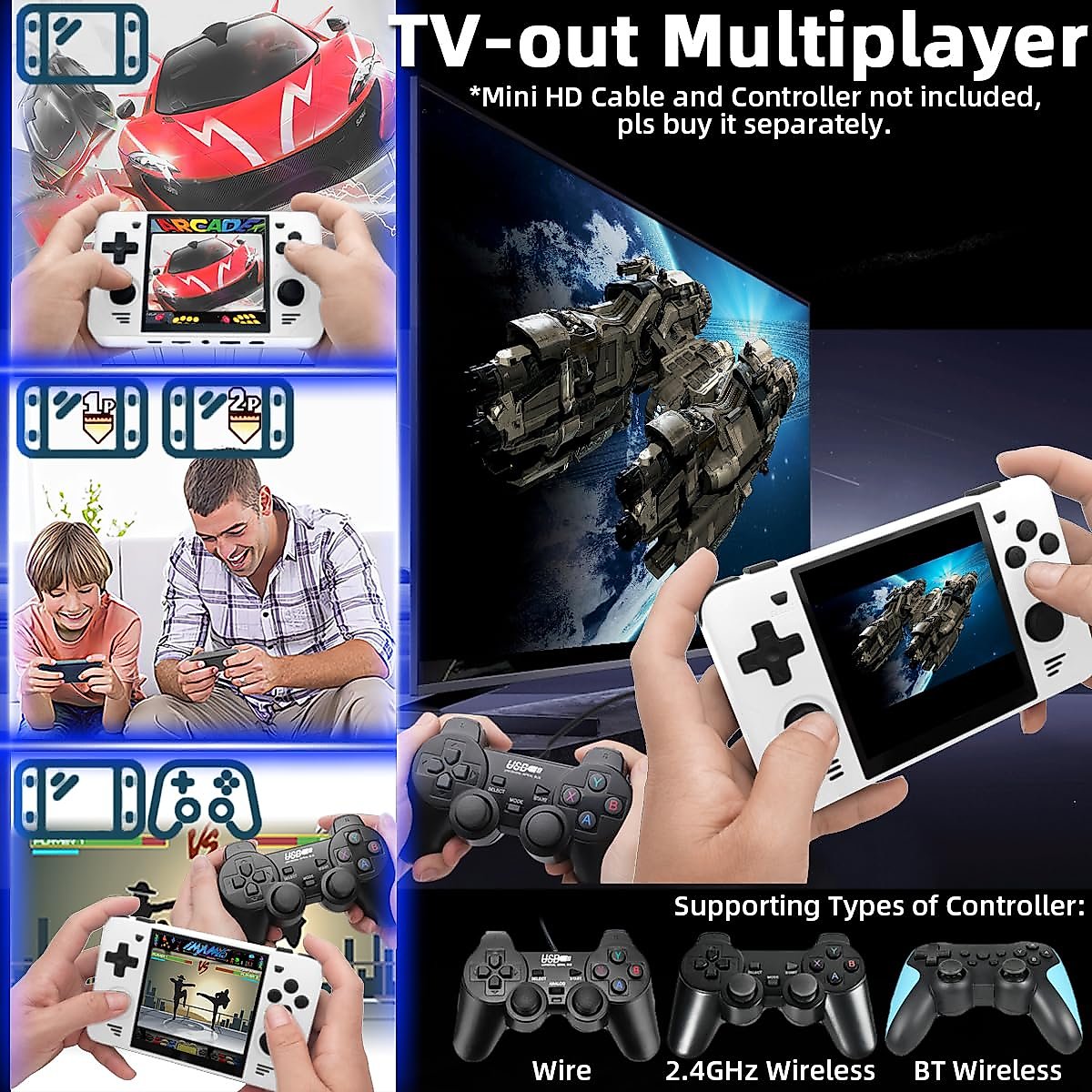 RGB30 Handheld Game Console 4 inch IPS Retro Hand-held Games Consoles Hand Held Video Game System Support Multiplayer WF BT RK3566 White