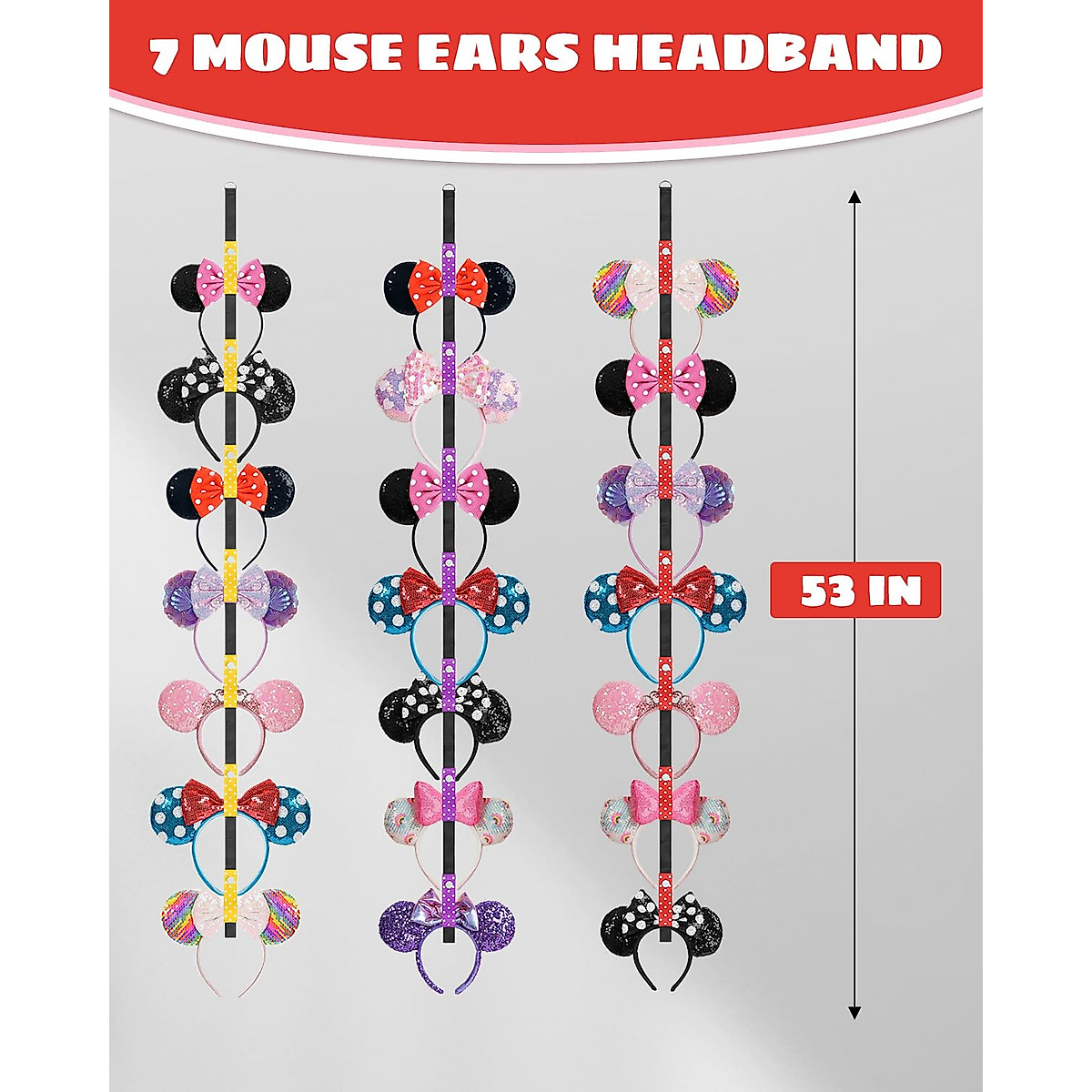 Gocasmus 3Pcs Ear Headband Holders - Wall Mounted Organizers for Displaying Mickey Mouse Ear