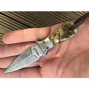 Perkin Handmade Knife - Damascus Steel Hunting Knife - Neck Knife