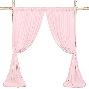 Sheer Curtain Drapes 10ft x 8ft Pink Chiffon Fabric Backdrop Drapes Curtain for Wedding Arch Party Window Decoration