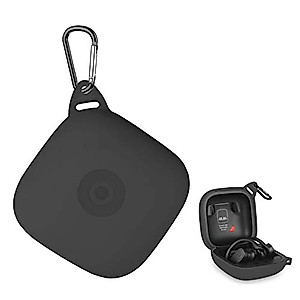 Anti Lost Carrying Protective Silicone Replacement Case for Beats Powerbeats Pro 2019 Full Body Protection Shockproof Powerbeats Charging Case Skin and Cover with Carabiner Black