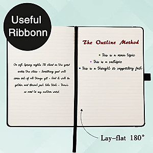 URSUNSHINE Ruled Notebook/Journal - Classic Lined Journal/Notebook, 5.7" x 8.4", Hardcover with Thick Paper, Banded + Pen Holder +Inner Pocket - Black