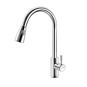 Klabb Stainless Steel Faucet S20 Single Handle High Brushed Nickel Pull Out Kitchen Faucet,Single Level Stainless Steel Kitchen Sink Faucets with Pull Down Sprayer