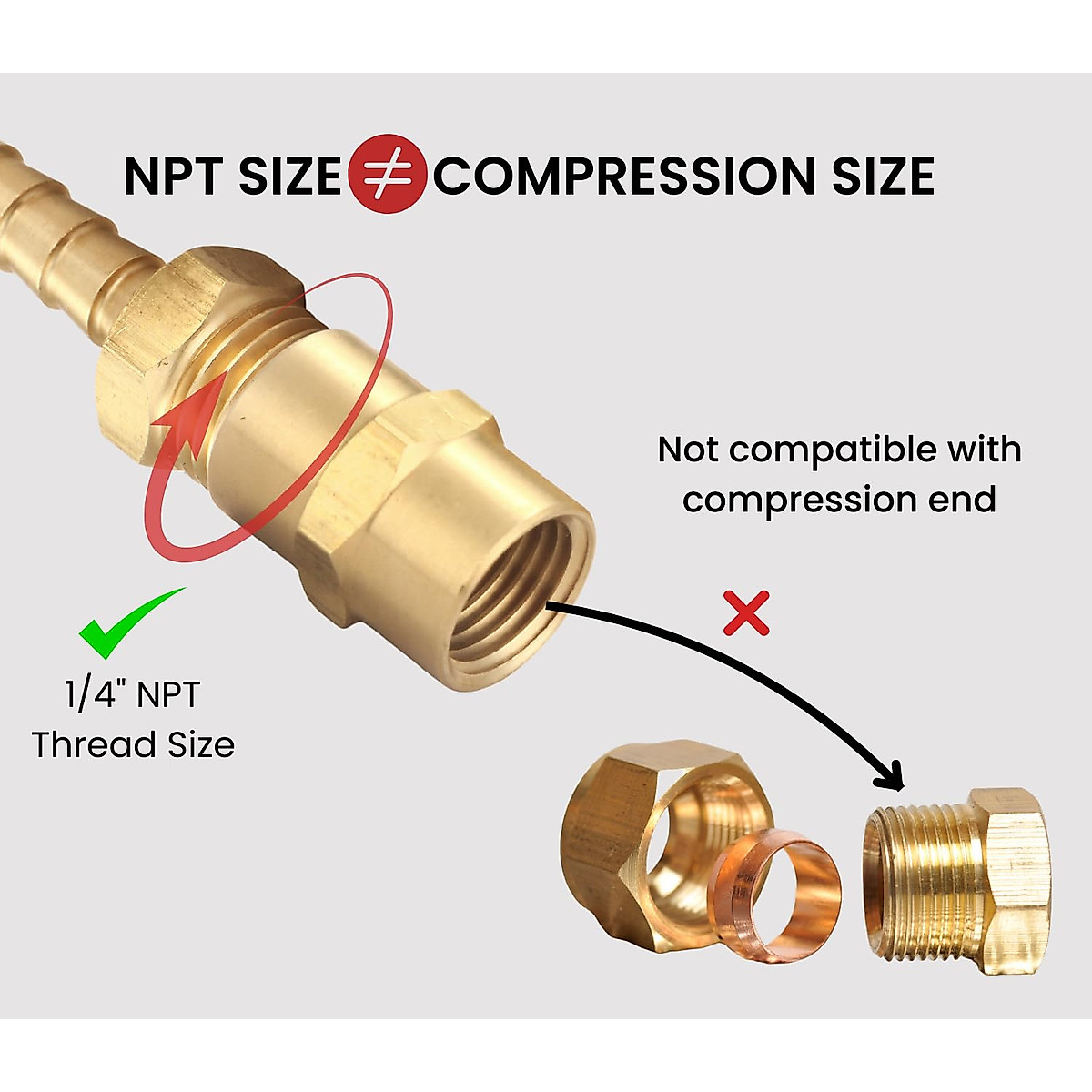 T TANYA HARDWARE Brass Coupling 1/4 Inch NPT Female x 1/4 Inch NPT Female Hex Head Pipe Fitting (Pack of 2), Compressor connector fnpt to fnpt, Air Hose Adapter Brass Fittings