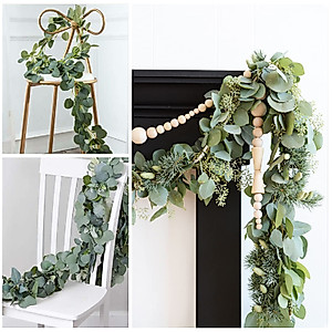 Whonline 8pcs 48ft Artificial Eucalyptus Garland, Silver Dollar Eucalyptus Leaves Vine, Faux Greenery Garland Bulk for Wedding Garland, Centerpieces for Tables, Home Decor, Arch Wall Decoration