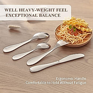 Kids Silverware Set, EIUBUIE18/10 Stainless Steel Metal Toddler Utensils, Safe Reusable Child Cutlery Flatware Includes Fork Knife Table Spoons for Eating(4 Piece, Mirror Polished)