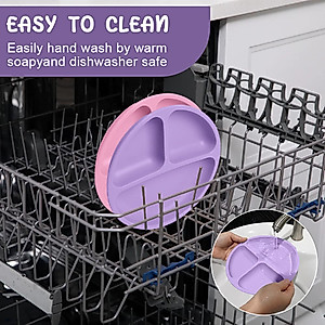 Vicloon Suction Plates, 2 Pcs Baby Toddler Plate Silicone, BPA Free Divided Plate, Divided Plate Design,Silicone Grip Dish Microwave & Dishwasher Safe