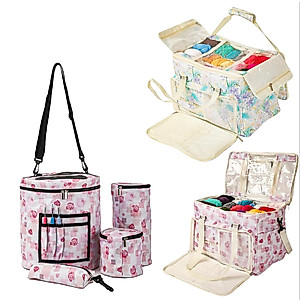 Athena's Elements Embroidery and Cross Stitch Storage Bag – Sewing, Embroidery and Cross Stitch Kits Carrying Bag – Premium Organizer Bag (Rose Pink)