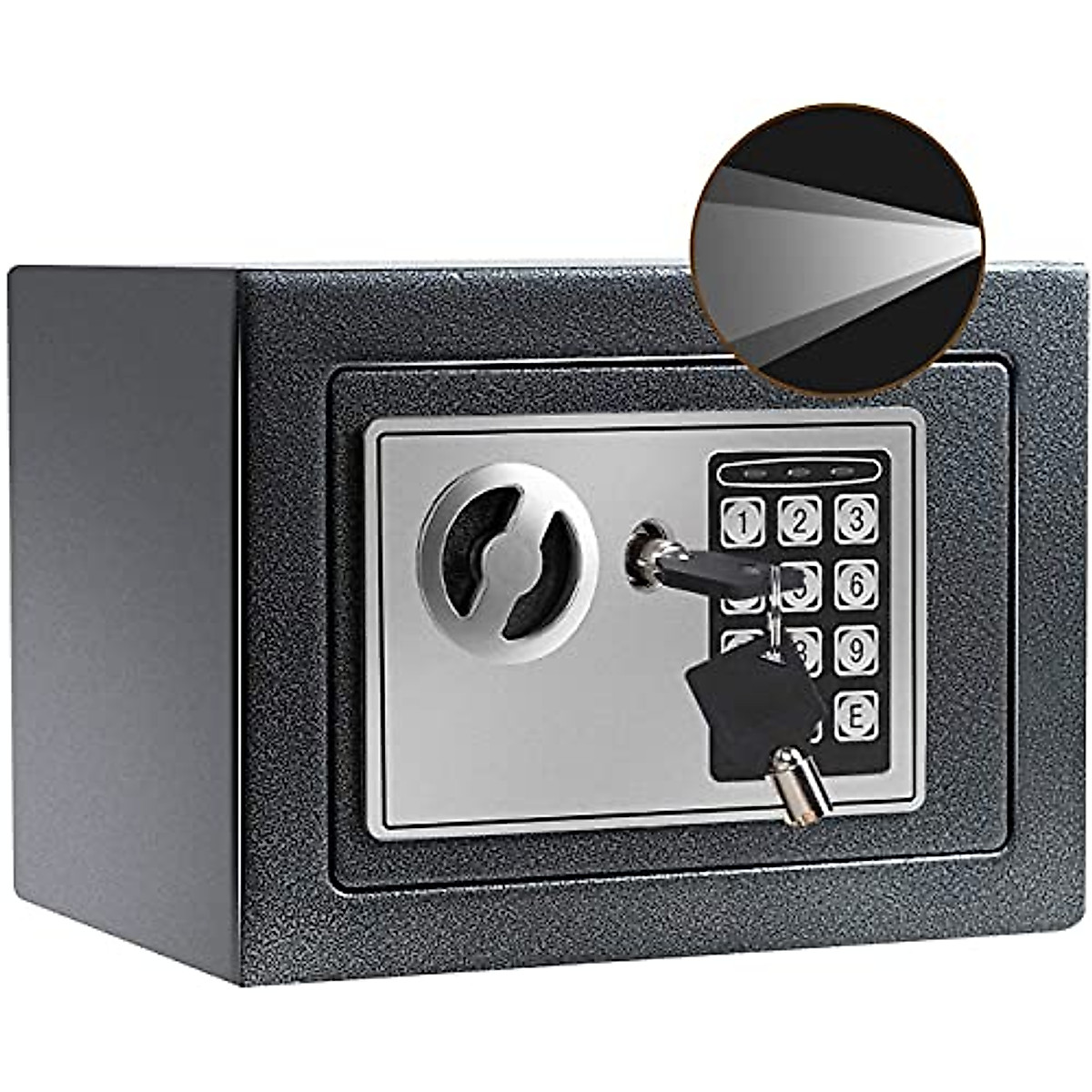 Digital Electronic Safe Box Small Home Office Security Safe with Digital Lock Wall Cabinet Safe for Jewelry Money Gun Valuables,Solid Steel with 4 Batteries (Black)