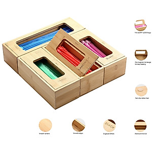 TIDYRITE Premium Ziplock Bag Organizer for Drawer - Ultimate Ziploc Bag Organizer, Baggie Organizer for Any Slider Gallon, Quart, Sandwich, Snack (4 Piece Set) (Bamboo) (Bamboo)