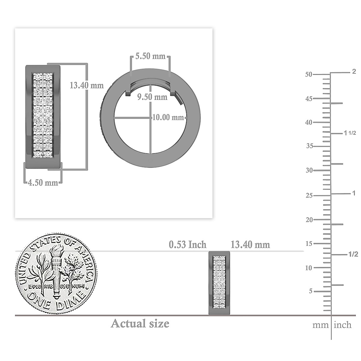 Dazzlingrock Collection 0.12 Carat (ctw) White Diamond Dual Row Unisex Hoop Earrings in Black Plated 925 Sterling Silver