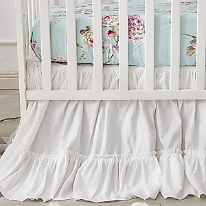 Brandream French Country Crib Bedding Set for Girls | 3 Piece Floral Nursery Set | Ruffled Baby Comforter, Crib Sheet, Crib Bed Skirt Included