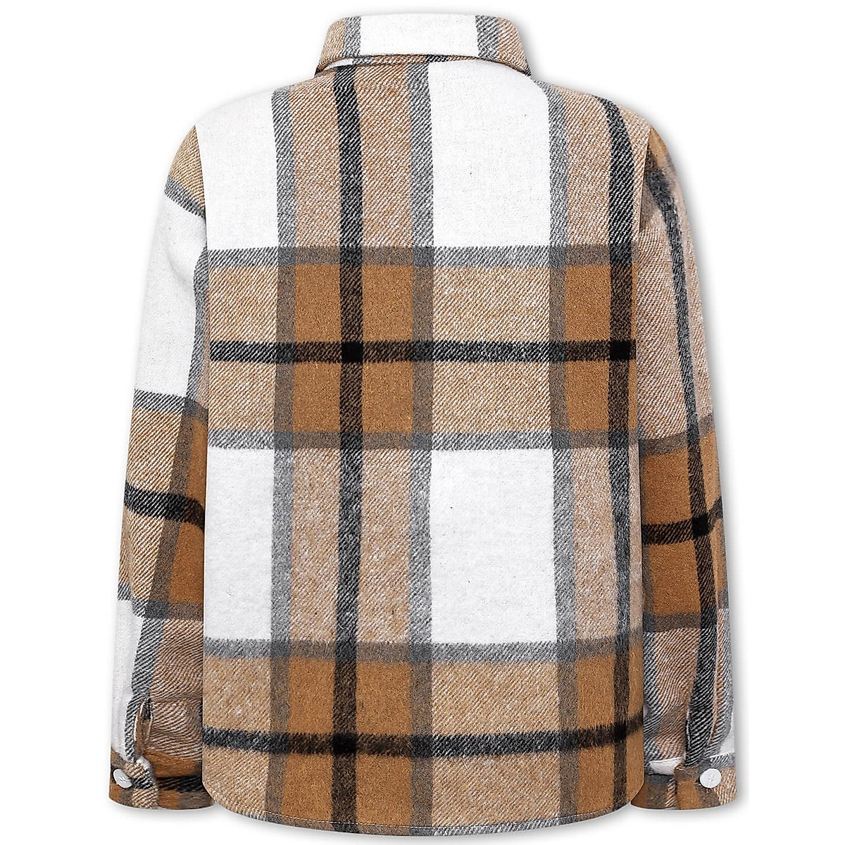 SANGTREE Mens Plaid Flannel Shirt Jacket Long Sleeve Button Down Shacket, Khaki Plaid, Small