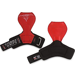 2018 Cobra Grips Flex Model Weight Lifting Gloves Heavy Duty Straps Alternative Power Lifting Hooks Best for Deadlifts with Padded Wrist Wrap Support Bodybuilding (Medium, Red Rubber)