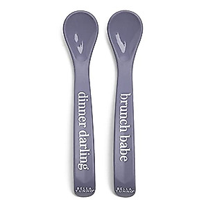 Bella Tunno Wonder Spoons - Soft Baby Spoon Set Safe for Baby Teething & Toddler Spoons, Food-Grade BPA Free Silicone Self Feeding Spoon 2pk, Darling Brunch Babe