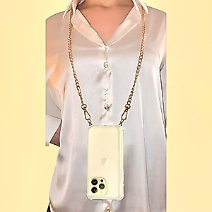 Horizon Clear iPhone 14 pro max case with Luxury Gold Strap for Women and Men - 100% Body Rugged Protector and Shockproof Bumper case 6.7 Inch with an Innovative Removable Chain