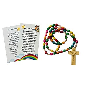 Westmon Works Children's Rosary Bulk Favors Lot Dozen Deluxe Set with Our Father Hail Mary Holy Cards, Pack of 12