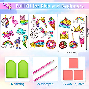 Zonon 34 Pieces 5D Diamond Painting Kit for Kids Unicorn Diamond Painting Gem Painting Kit Diamond Painting Stickers Diamond Arts and Crafts Kits for Girls Children Ages 6-12