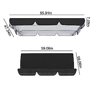 Outdoor Swing Canopy Cover, 2-Seater Canopy Swing Sets for Backyard, Replacement Swing Waterproof Top Cover Set for Patio/Lawn/Garden, Swing Canopy Cushion Sunscreen Uv Protection (No Steel Frame)