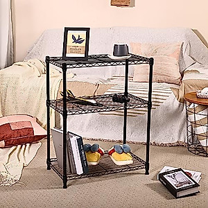 Elevon 3-Shelf Adjustable, Heavy Duty Storage Shelving Unit (350 lbs Loading Capacity per Shelf), Steel Organizer Wire Rack, Black (23.2" L x 13.4" W x 30.3" H)