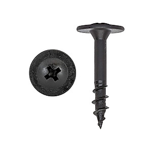 100 Pack of Rok Hardware #8 x 1" Coarse Deep Thread Truss Head Drawer Front Adjustment Phillips Screws, Black S8X1-1WPCBLK