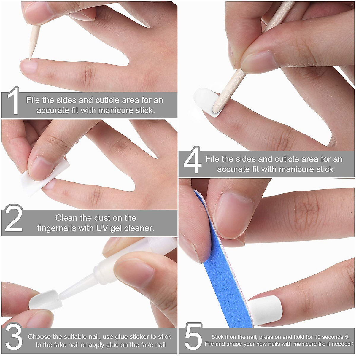 BBTO 96 Pcs Short Press on Nails Fake Nails Full Cover Short False Nails Acrylic Square Nails with Glue for Women Girls DIY Nails Favors (White, Matte)