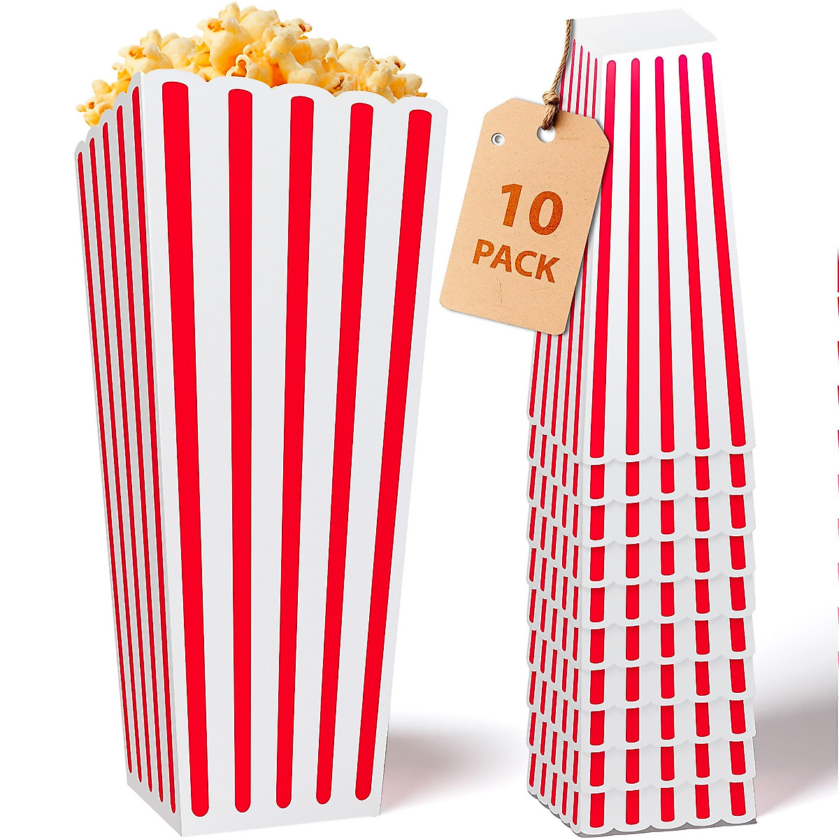 Reusable Popcorn Buckets for Movie Night - 10 Pack