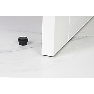 EVI | Adhesive Doorstop | 1.1'' X 0.8'' | Natural Silicone Black Rubber | Black Lacquered Stainless Steel Finish | Great Adherence | 100% Functional | Mod I-163