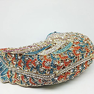 Bird Clutch Bags For Women Crystal Evening Bag Rhinestone Wedding Handbag Party Purse (Small,Multi Blue)