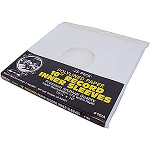 (25) 10" Premium Polylined Heavyweight Record Inner Sleeves - Archival Quality, Heavyweight Paper & Plastic #10IA