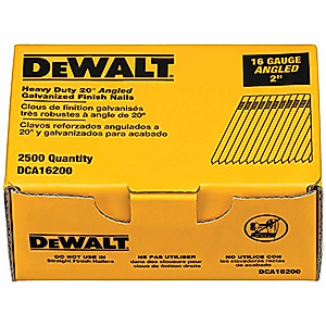 DEWALT Finish Nails, 20-Degree, 2-Inch, 16GA, 2500-Pack (DCA16200)