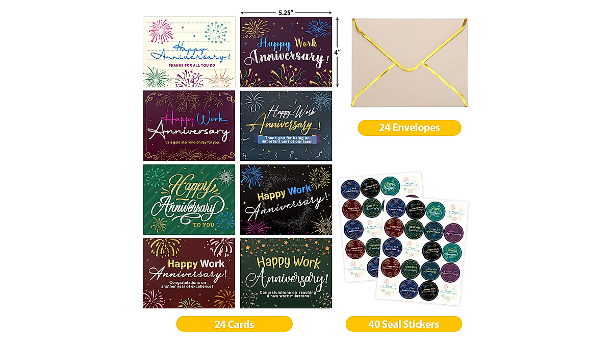Elegant Work Anniversary Cards for Employee Appreciation