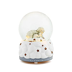 DEMDACO Lay Me Down to Sleep White and Grey 5.5 Inch Illuminated Musical Water Globe Plays Jesus Loves Me