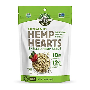 Organic Hemp Hearts, 12oz; 10g Plant Based Protein and 12g Omega 3 & 6 per Srv | Smoothies, yogurt & salad | Non-GMO, Vegan, Keto, Paleo, Gluten Free | Manitoba Harvest