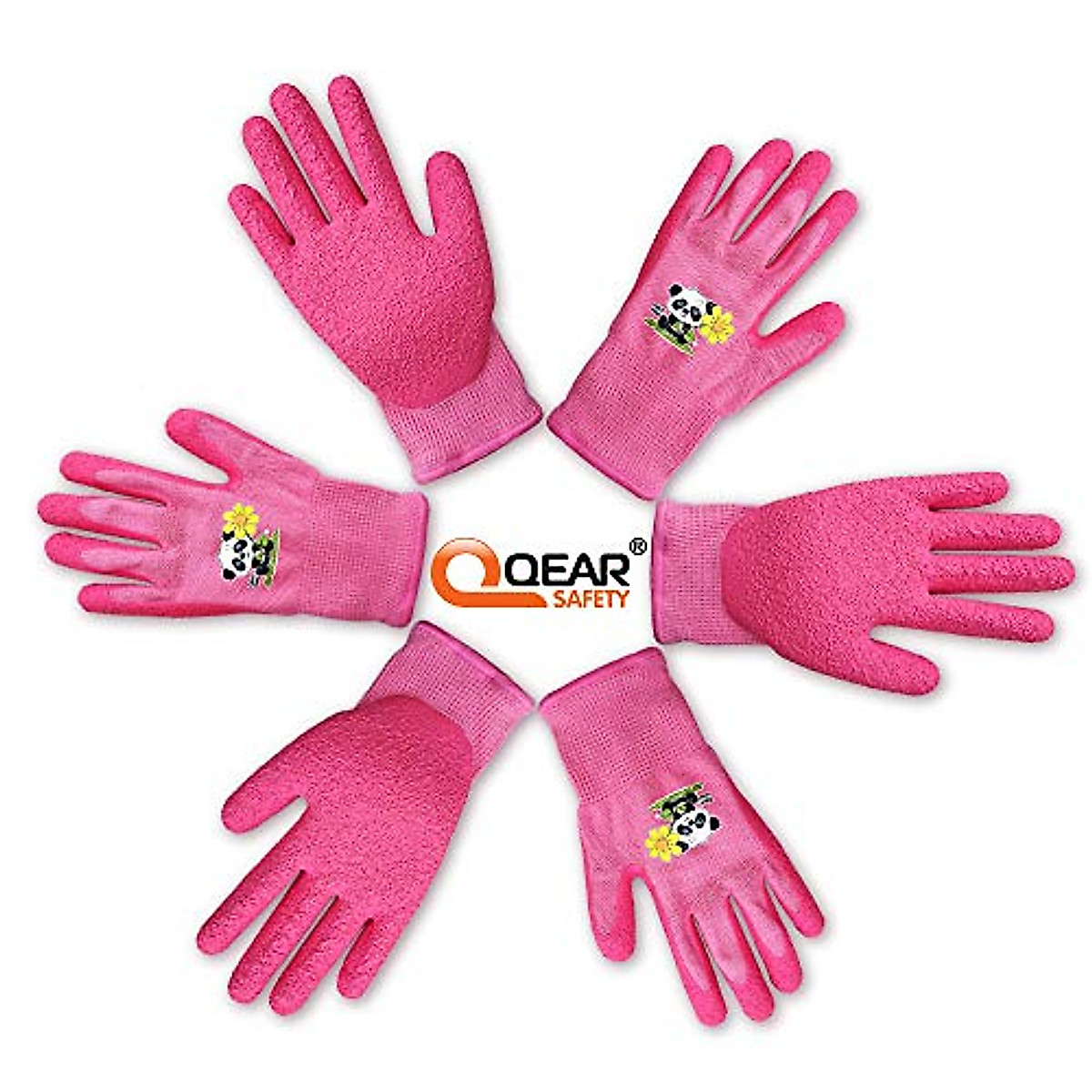 QEAR 1 Pair Kids 3-6 Years Girl Pink Garden Work Gloves,Knitted Liner,and Latex Rubber Palm Coated for Water/Dirty Resistance (3-6 Years Pink XXXS)