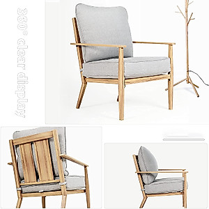 SUNCROWN 4-Piece Outdoor Patio Sofa Furniture Set Heavy Duty Conversation Set, Metal Frame Armchairs Loveseat Set with Grey Cushions and Coffee Table, Grey