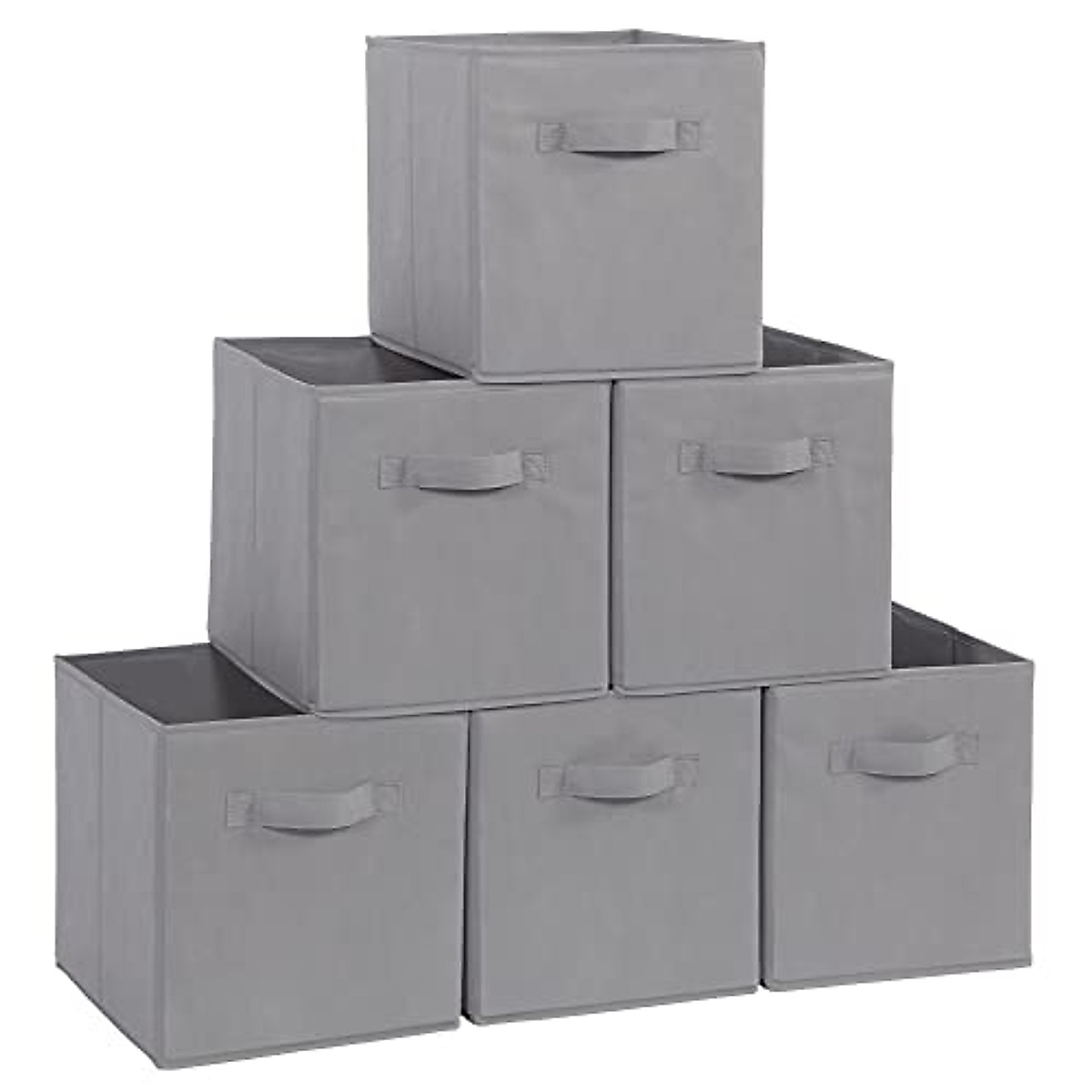 STORAGE MANIAC Storage Cubes, 11 Inch Collapsible Storage Bins with Handles, 6 Pack Fabric Foldable Bins for Organization, Durable Storage Bins for Closet, Shelves, Offices, Toys, Grey