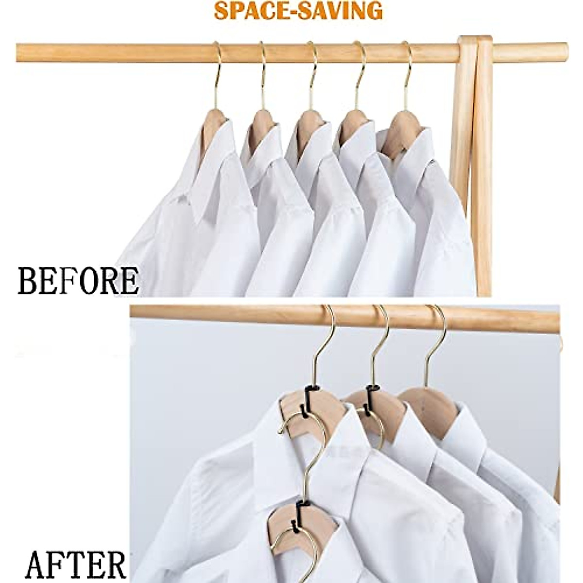 Koobay Clothes Hanger Connector Hooks, 36PCS, Clothes Hanger Organizer Mini Space Saver Hangers Clothes Hanger Extender Cascading Connection Hooks for Wooden/Velvet/Metal/Plastic Hangers (Black)