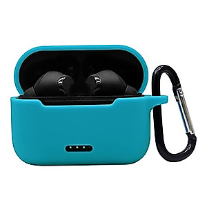 2 Pack Soft Rubber Silicone Protective Case Cover Compatible with TOZO NC2 Earbuds, Protective Skin Sleeve with Keychain (Light Blue+Light Green)