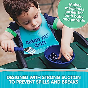 Chewbeads Silicone Suction Bowls - Set of 2 - Stay Put Toddler & Baby Suction Bowls - Dishwasher, Microwave & Freezer Safe Toddler Bowls - 100% Silicone, BPA Free & Phthalate Free