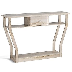 KOTEK 47'' Console Table with Storage Drawer and Shelves, Narrow Sofa Table, Accent Foyer Table, Entryway Table for Hallway, Living Room, Easy Assembly (Grey)