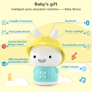 Alilo Smart Learning Robot Bunny Toy, Rabbit Montessori Education Toy with New Deluxe Bluetooth and Lights Model, Bedtime Storytelling, Gift Present for 8-48 Months Baby Kids Infants Toddlers
